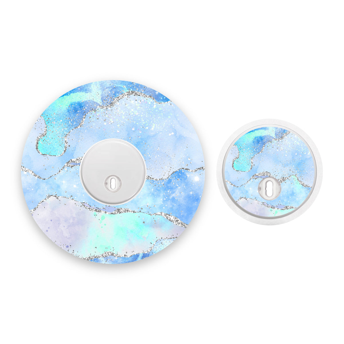 Blue Watercolour Silver Sparkle Effect Freestyle Libre 3 Diabetes Patc ...