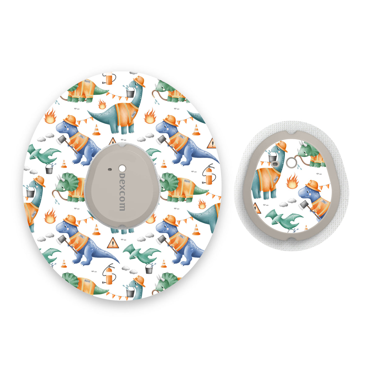 Firefighter Dinosaurs Dexcom G7 Diabetes Patch with Matching Vinyl Cen ...