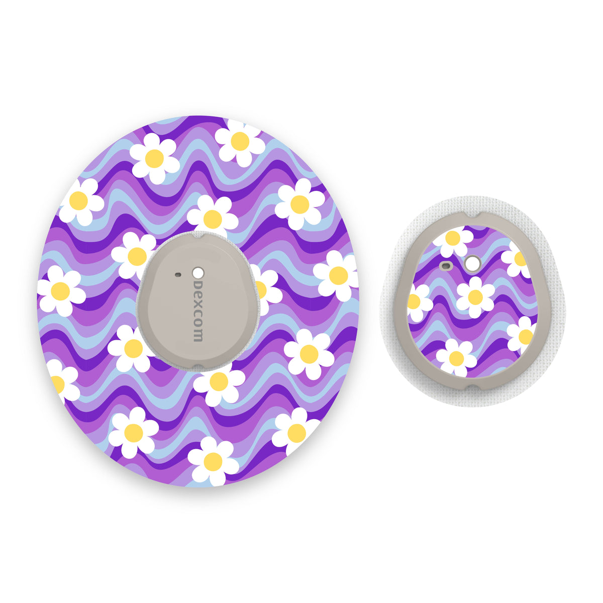 Purple Groovy Flowers Dexcom G7 Diabetes Patch with Matching Vinyl Cen ...